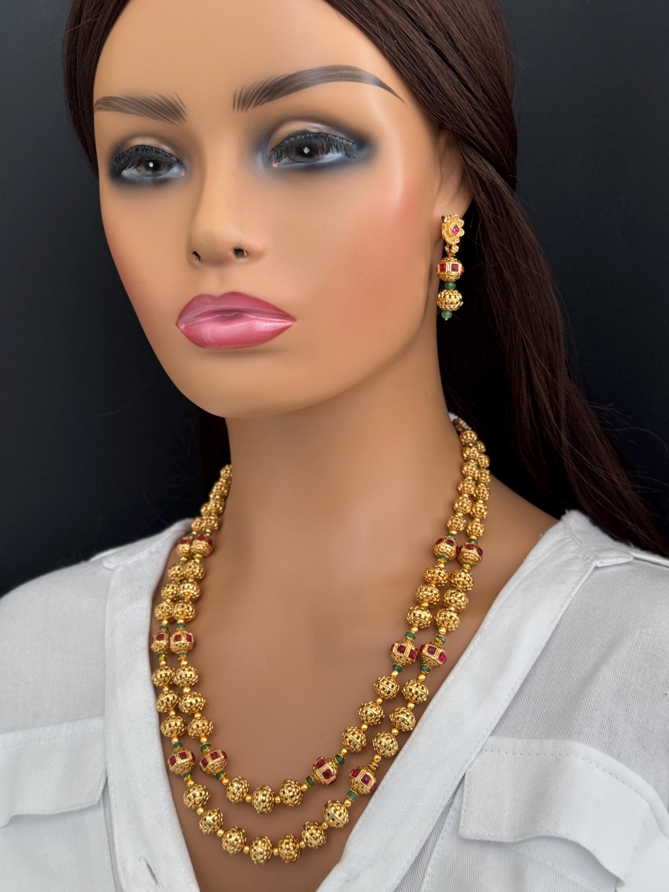 Long Gold Plated Matar Mala Necklace/indian Long Necklace/pakistani ...