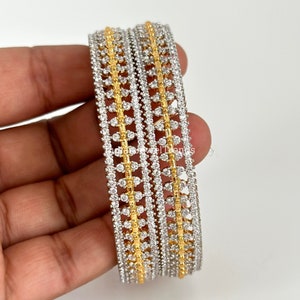 Set of 2 Cz Classic Bangles With 2 Tone Plating /CZ Bangles/bracelet ...