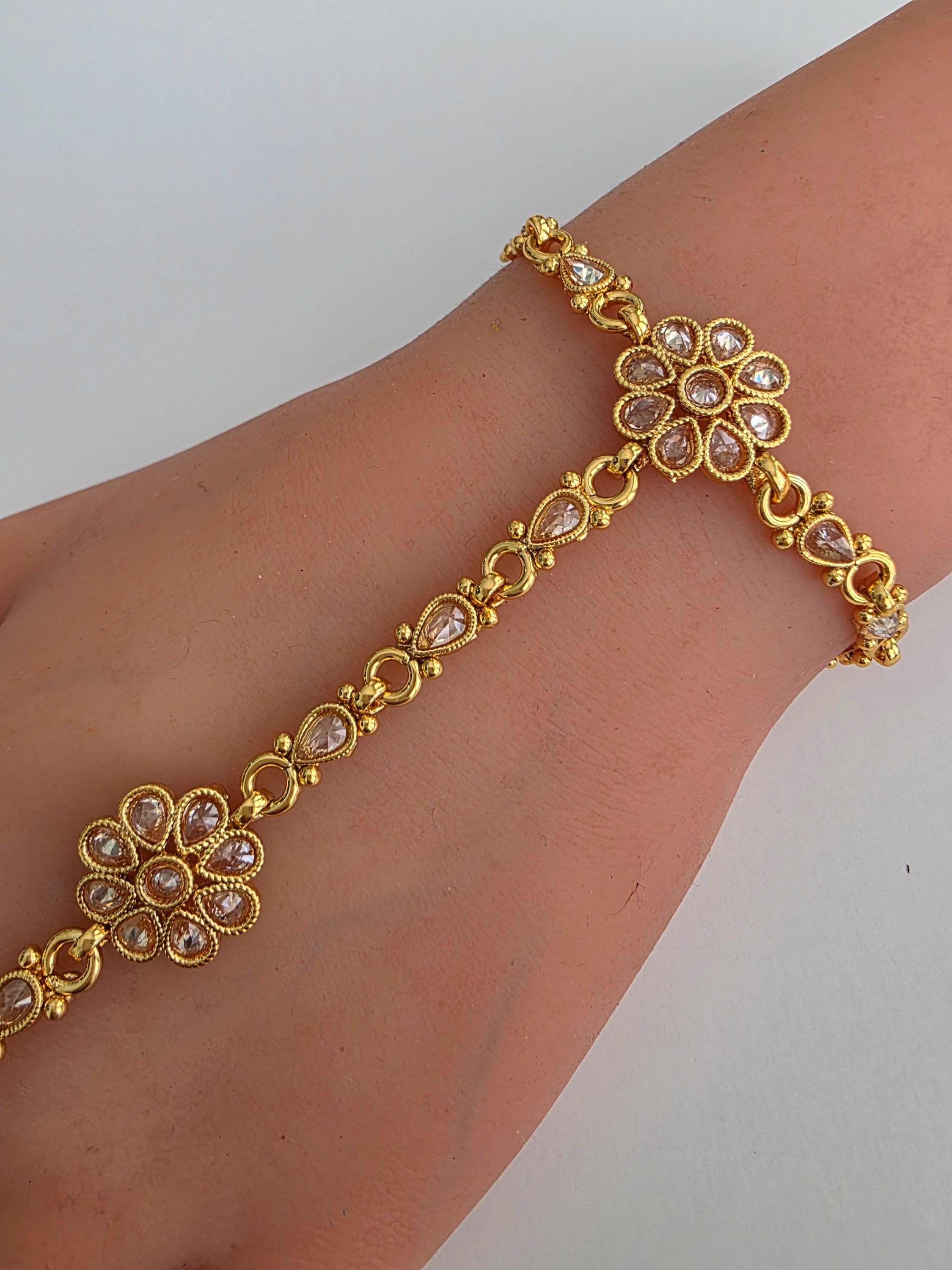 Gold Polki Single Hath Paan/bracelet/haath Phool/hathh Panja/finger ...