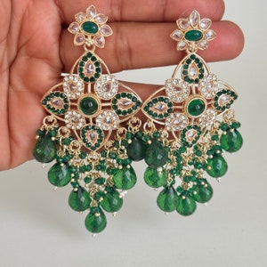 Polki Stone Kundan Chandbali Earrings/kundan Stone Chandbali/indian ...