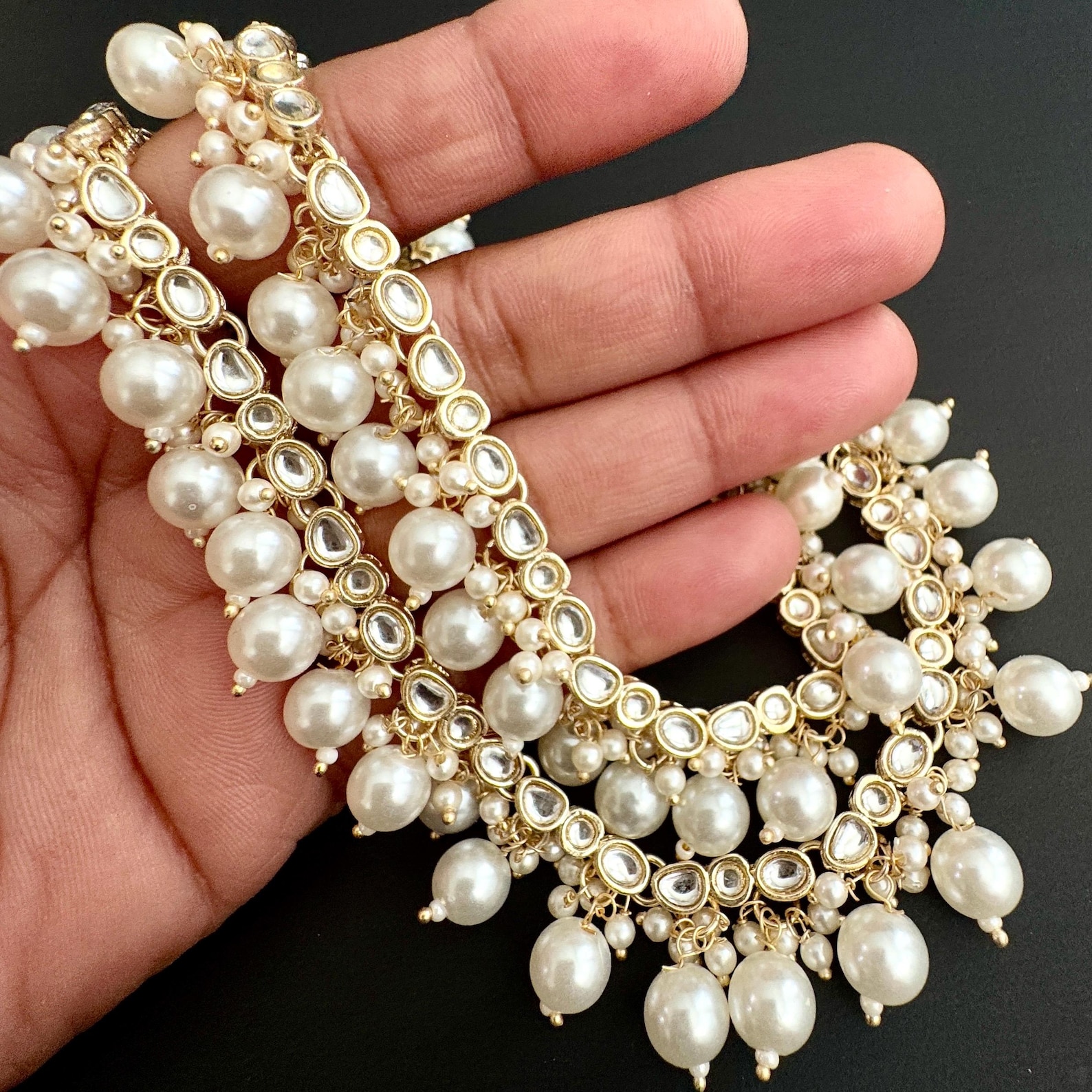 Gold Plated Pearl Kundan Anklet Pair/payal/moti Payal/jhanjran/panjeb ...
