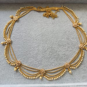 Antique Gold Pearl Belly Chain/bridal Belly Chain/vaddanam/kamarpatta ...