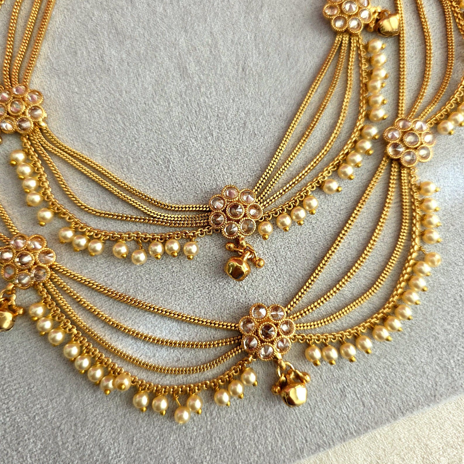 Bridal Polki Gold Plated Anklet Pair/payal/moti Payal/jhanjran/panjeb ...