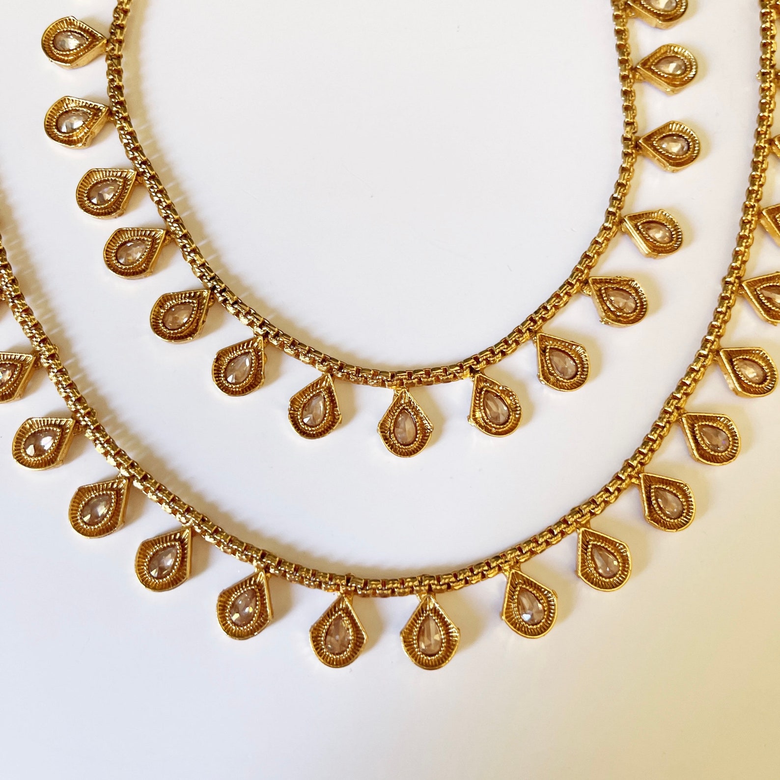 Gold Plated Polki Anklet Pair/ - Etsy