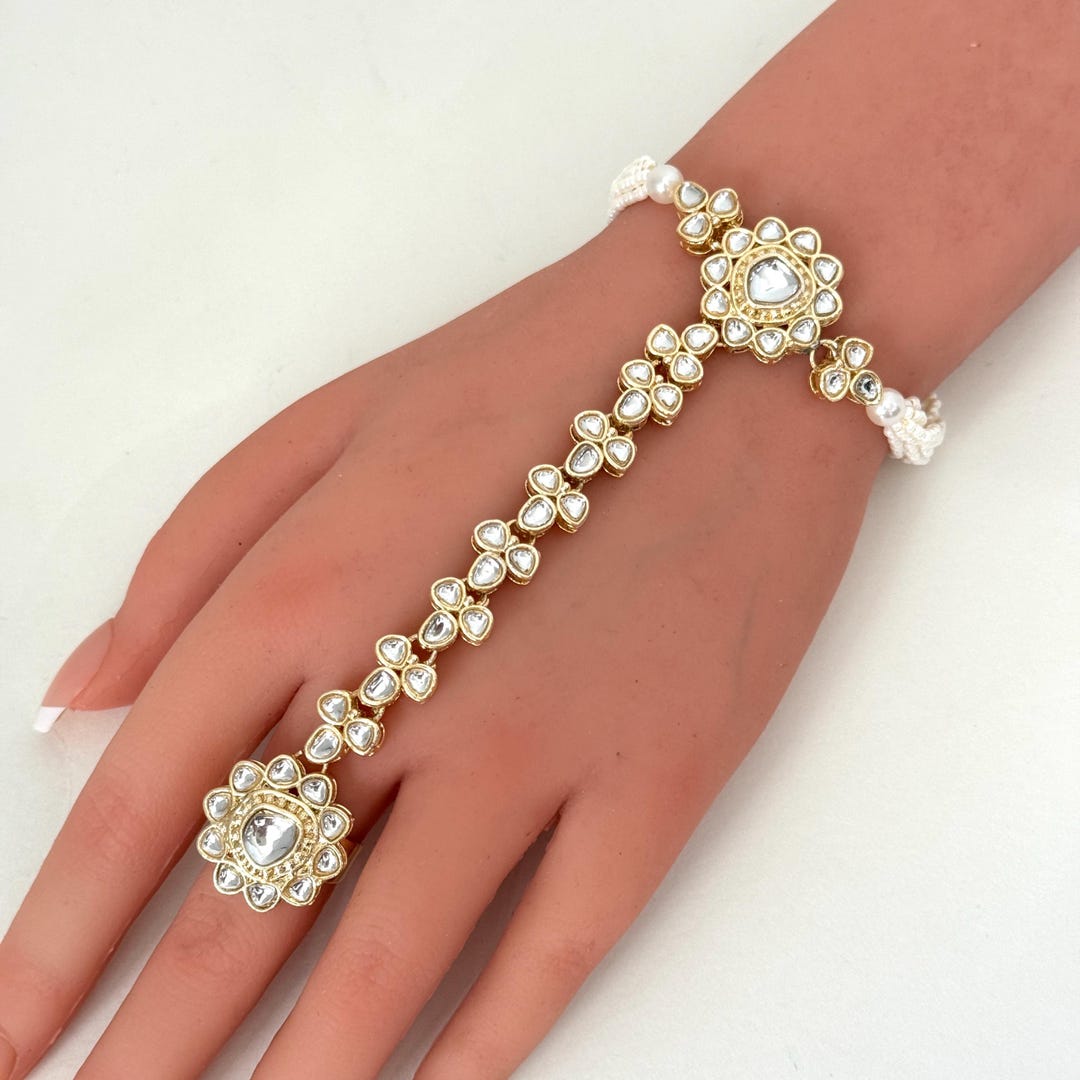 Kundan Single Hath Paan/bracelet/haath Phool/hathh Panja/finger Hand ...