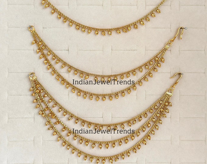 Antique Dull Gold Pearl Ear Chain/sahare/pearl Kaan Chain/earring ...