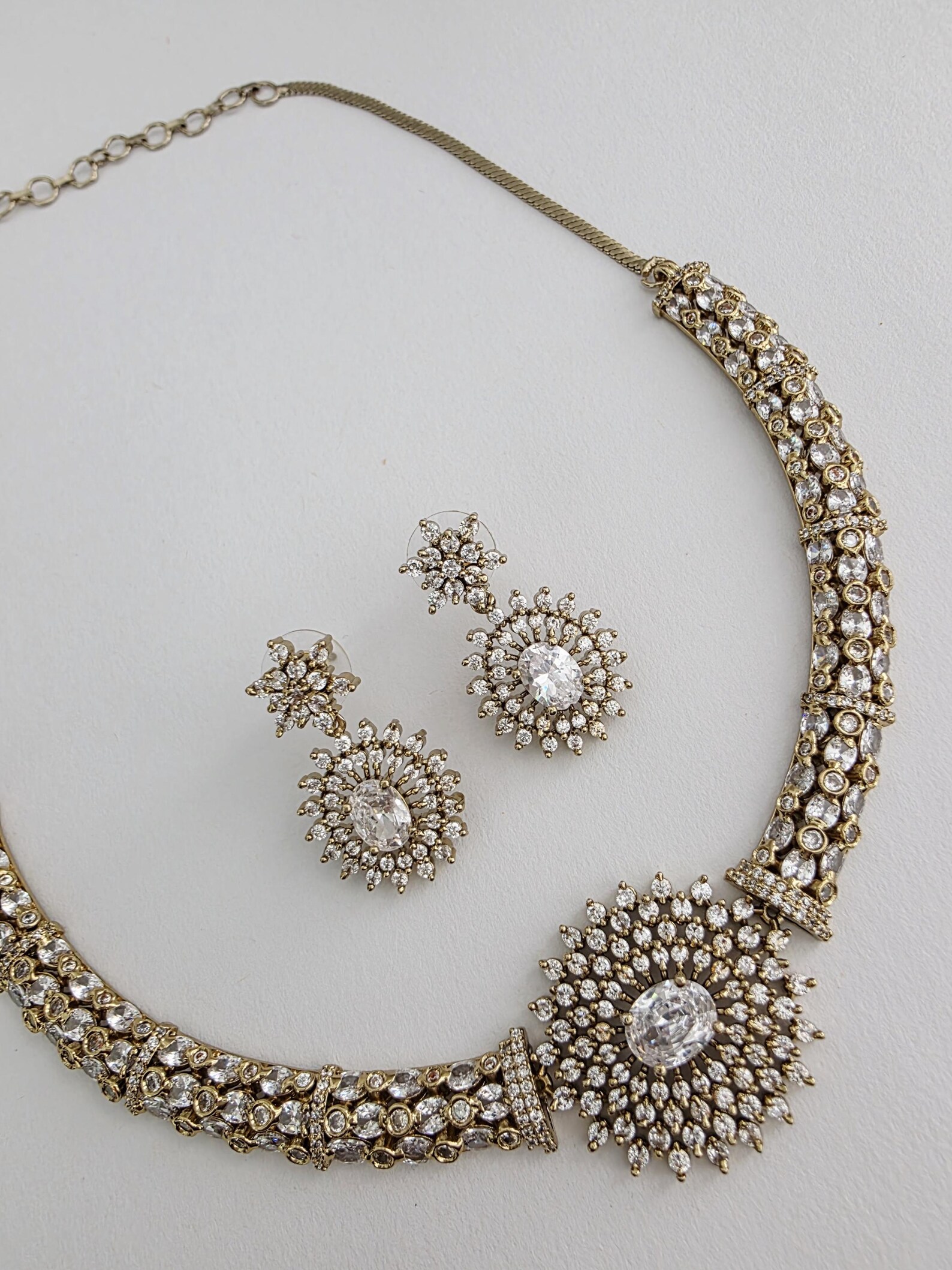 Victorian CZ American Diamond Hasli Necklace/cz Pota Stones Necklace ...