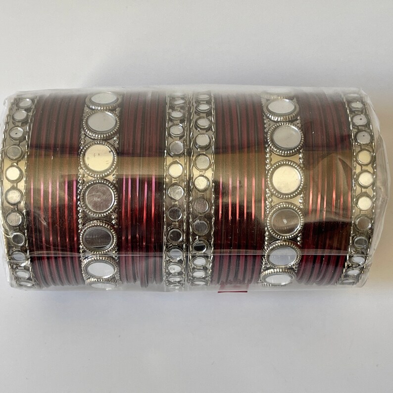 Bollywood Style Indian Mirror Metal Bangles/punjabi Bangles Set/bridal ...