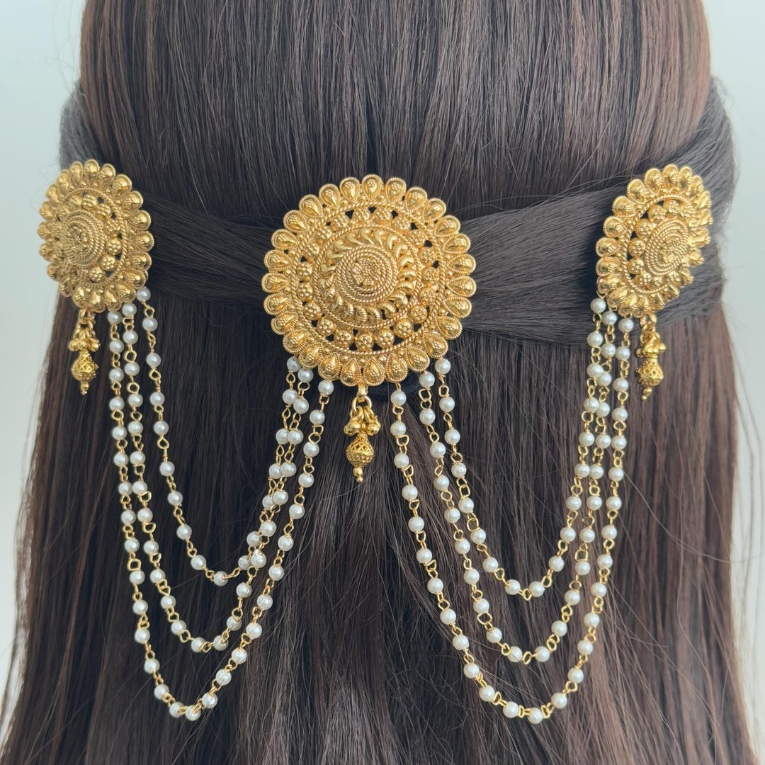 Gold Bridal Jada Billalu Polki Hair Choti Clips/kondai/bharatanatyam ...