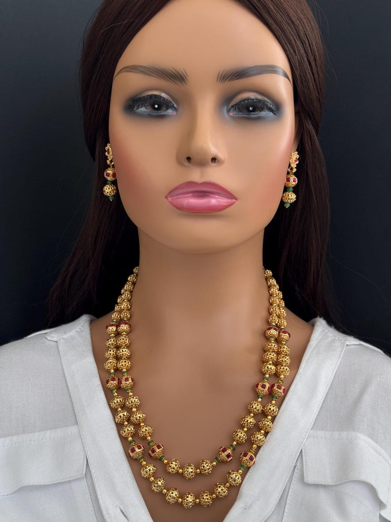 Long Gold Plated Matar Mala Necklace/indian Long Necklace/pakistani ...