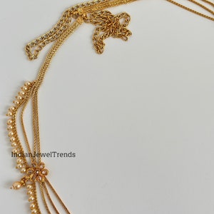 Antique Gold Pearl Belly Chain/bridal Belly Chain/vaddanam/kamarpatta ...