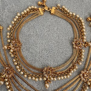 Bridal Polki Gold Plated Anklet Pair/payal/moti Payal/jhanjran/panjeb ...