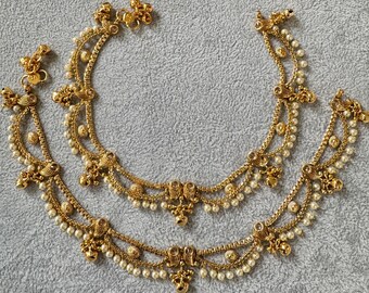 Indian Gold Plated Ruby Payal Pair /indian Anklets/ Gold Anklet Payal ...