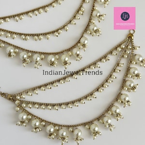 Antique Dull Gold Pearl Ear Chain/sahare/pearl Kaan Chain/earring ...