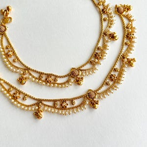Bridal Gold Plated Anklet Pair/payal/moti Payal/jhanjran/panjeb/pajeb ...