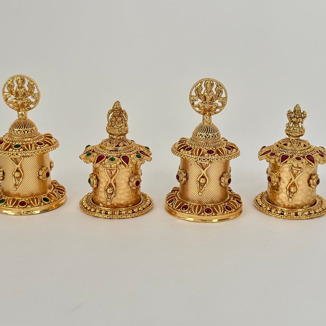 Indian Gold Plated Sindoor Box/kumkum Box/wedding Gift/pooja Accessory ...