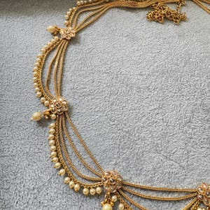 Antique Gold Pearl Belly Chain/bridal Belly Chain/vaddanam/kamarpatta ...