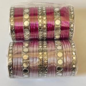 Bollywood Style Indian Mirror Metal Bangles/punjabi Bangles Set/bridal ...