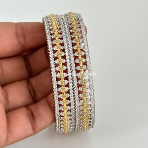 Set of 2 Cz Classic Bangles With 2 Tone Plating /CZ Bangles/bracelet/indian Party Bangles/cz ...