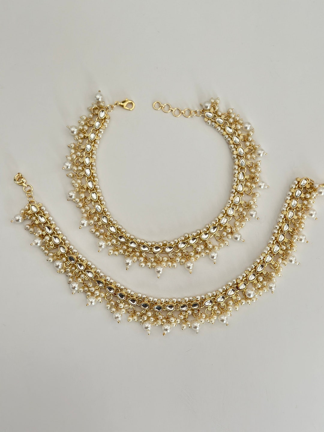 Gold Plated Anklet Pair/payal/moti Payal/jhanjran/panjeb/pajeb/indian ...