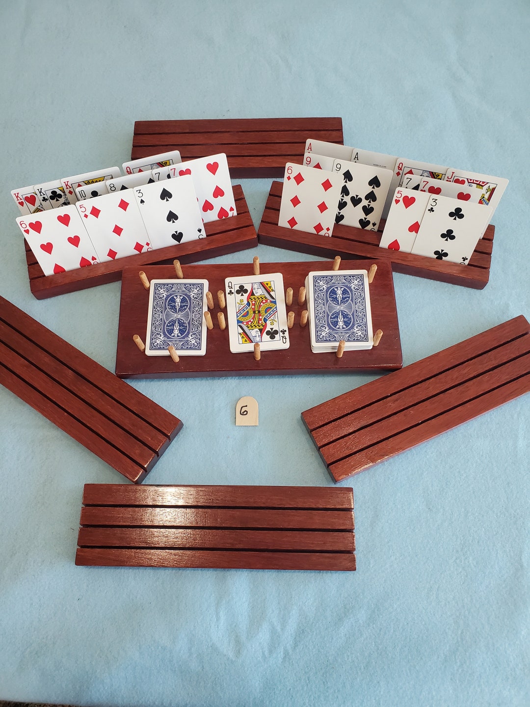 Handmade Exotic Wood (bloodwood) Hand and Foot Playing Card Tray/holder ...