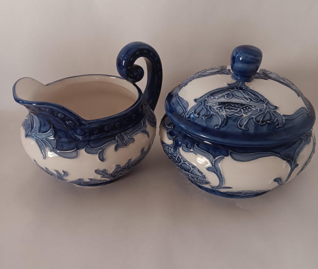Florian Ware Creamer and Sugar Pottery Moorcroft Blue and White - Etsy