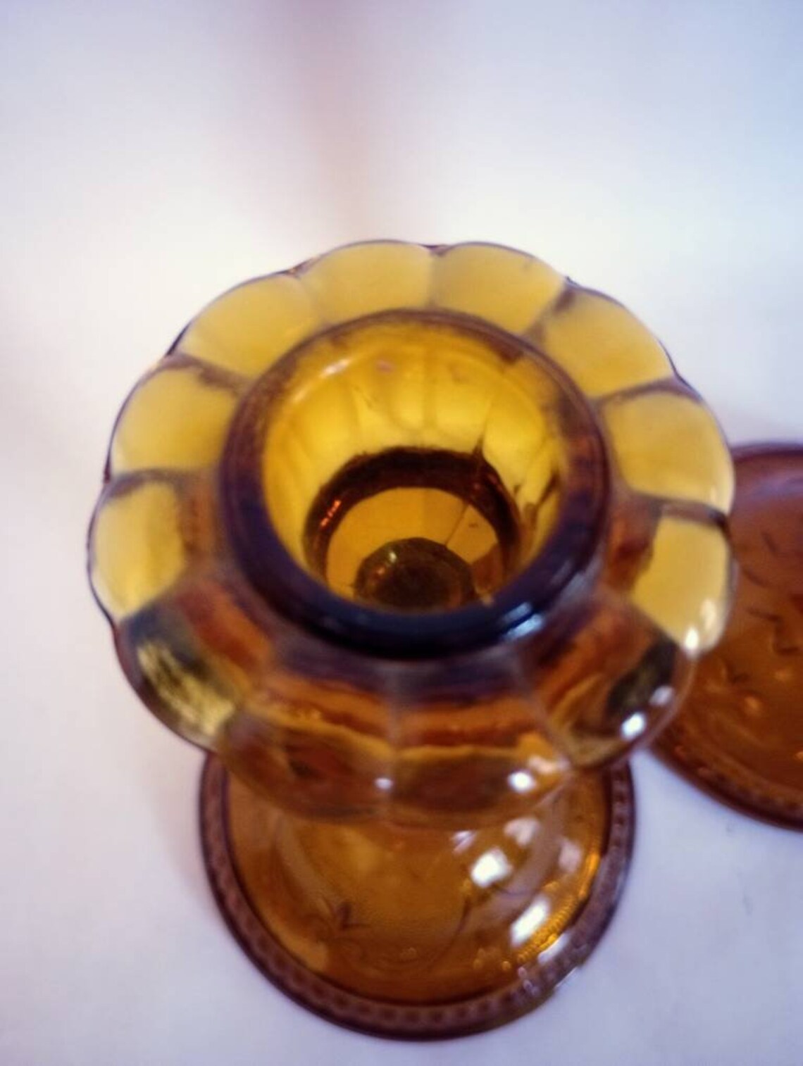 Vintage Amber Tiara Indiana Glass Candlestick Holders Set of Two 2 - Etsy
