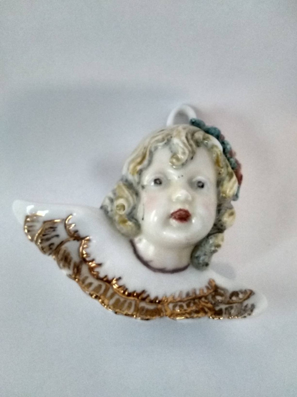 German Porcelain Head Christmas Ornament Victorian Christmas Angel ...