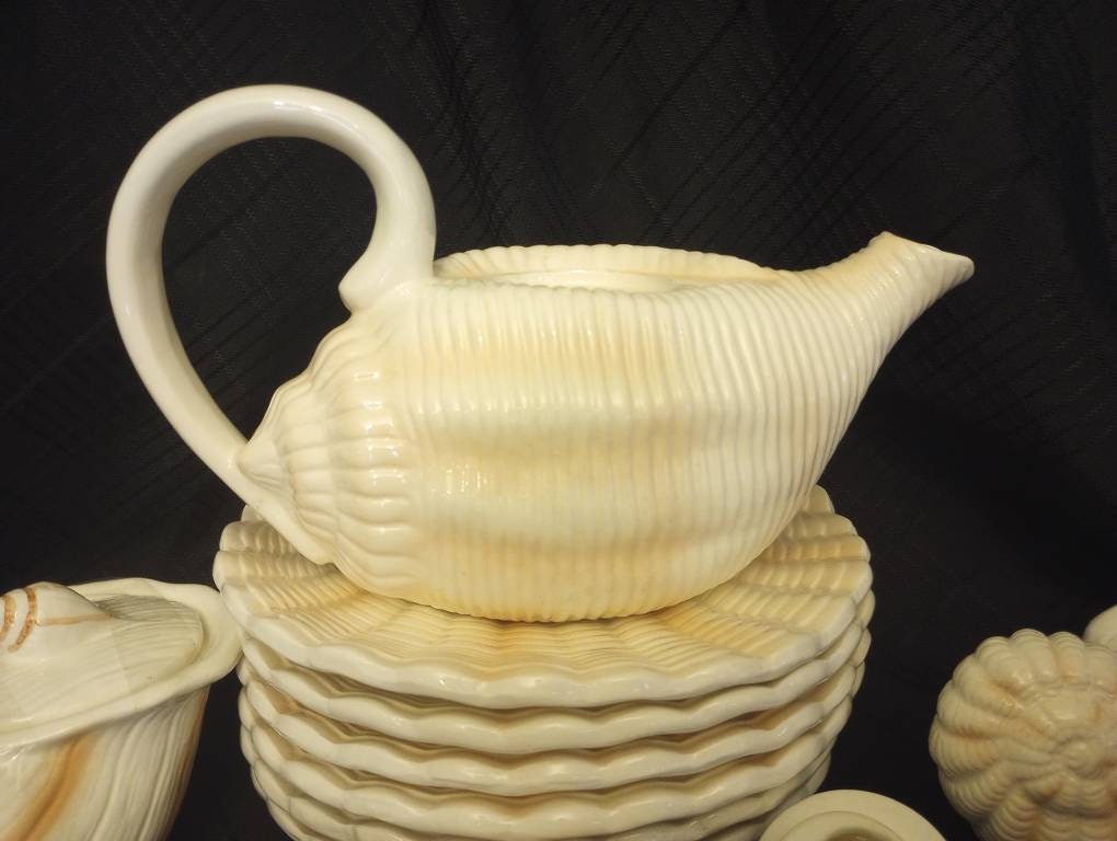 Vintage Beachcomber Ceramic Shell Tea Service Set With Bonus Shell ...
