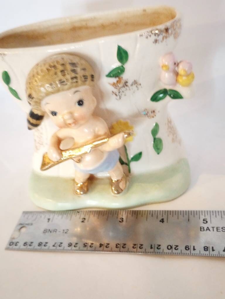 Vintage, Napco Planter Davy Crockett Baby Boy Ceramic Nursery Japan ...