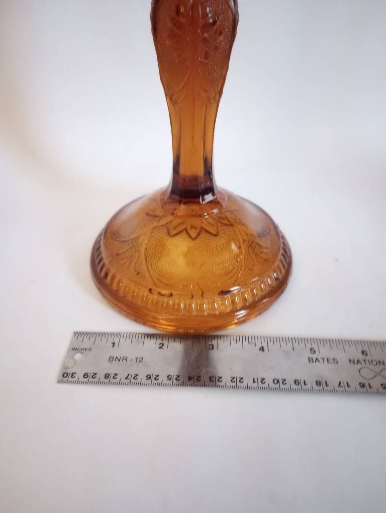 Vintage Amber Tiara Indiana Glass Candlestick Holders Set of Two 2 - Etsy