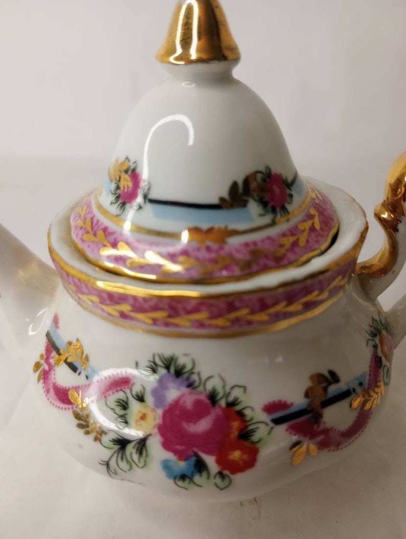 Child Tea Set Limoges 15 Pieces Floral and Gold MINT Rare - Etsy