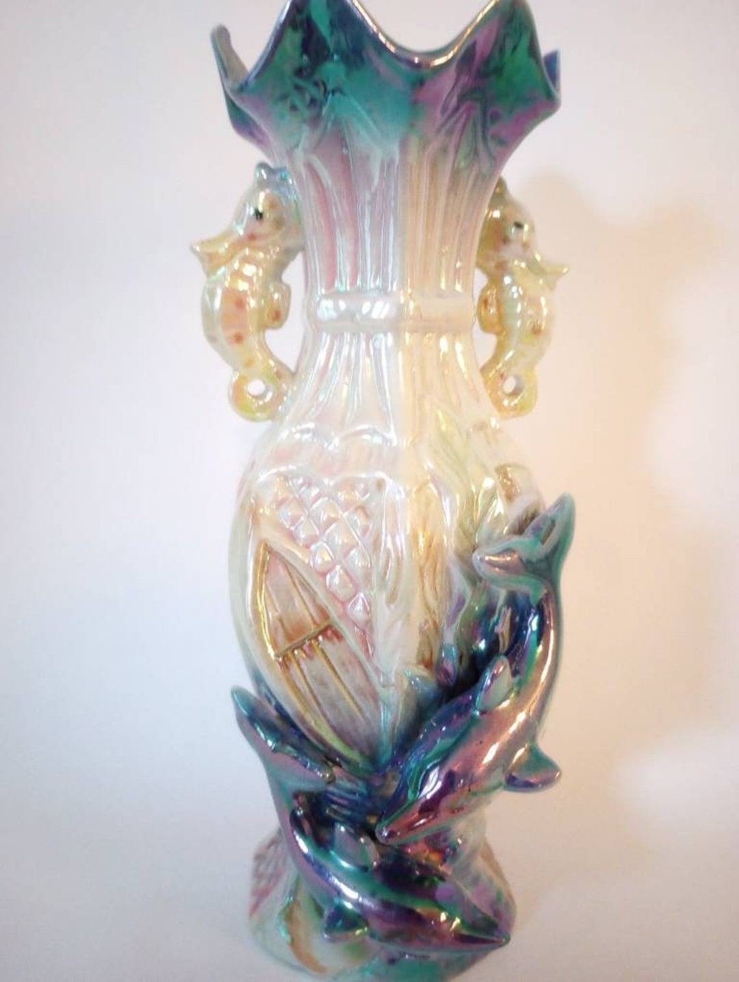 Vintage Lustre Dolphin Vase Ocean Mermaid Nautical Rare - Etsy