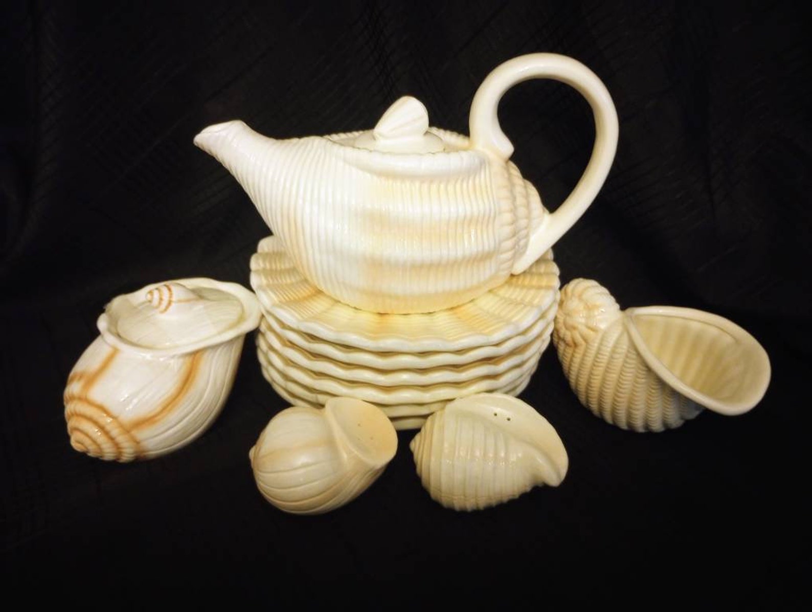 Vintage Beachcomber Ceramic Shell Tea Service Set With Bonus Shell ...
