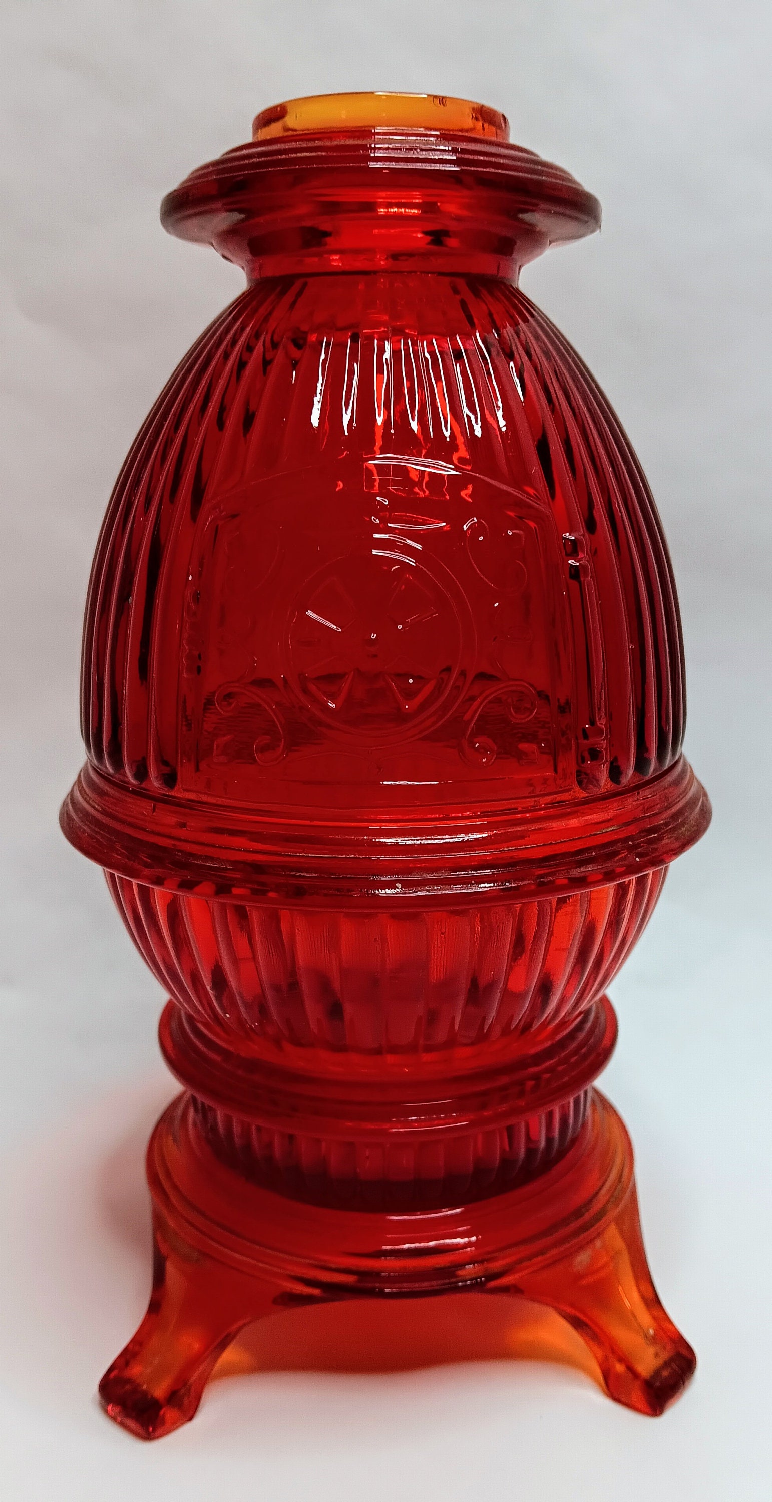 VTG Viking Glass Ruby Red Amberina Pot Belly Stove Fairy Lamp - Etsy