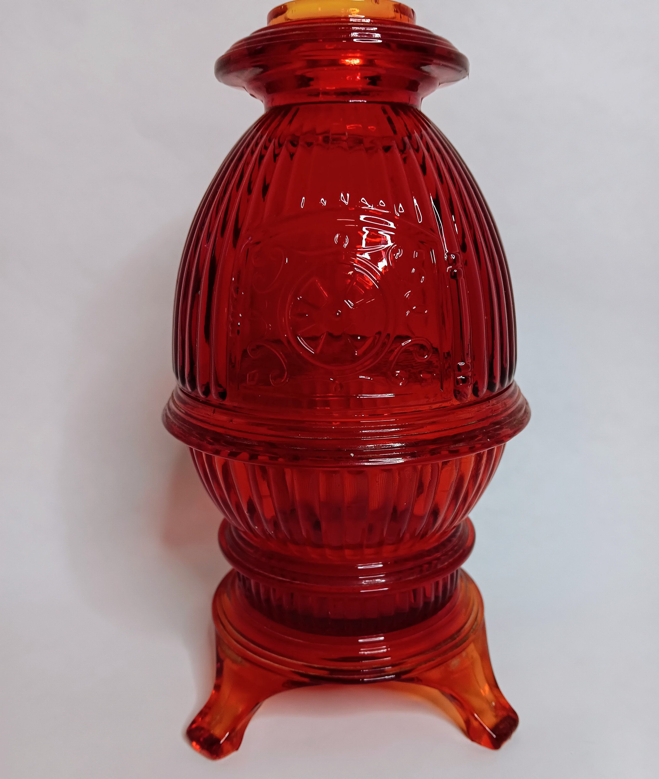 VTG Viking Glass Ruby Red Amberina Pot Belly Stove Fairy Lamp - Etsy