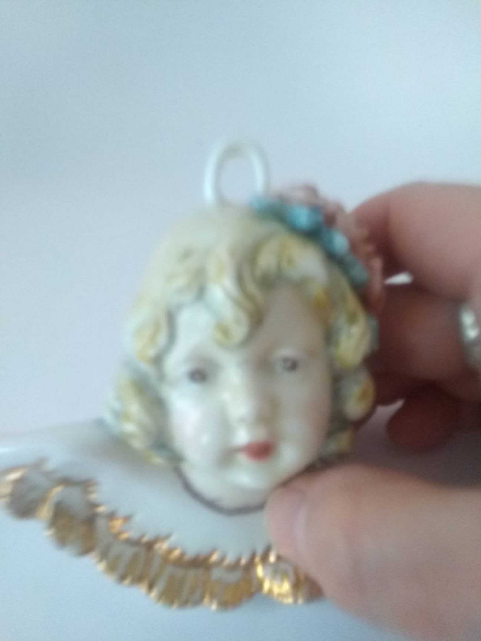 German Porcelain Head Christmas Ornament Victorian Christmas Angel ...
