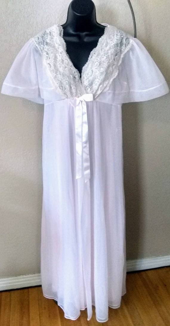 Vintage Shadow Line Sheer Chiffon Lace Peignoir Nightgown Robe - Etsy