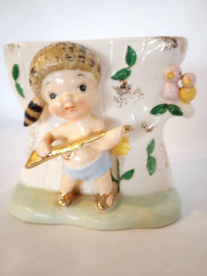 Vintage Napco Planter Davy Crockett Baby Boy Ceramic Nursery - Etsy