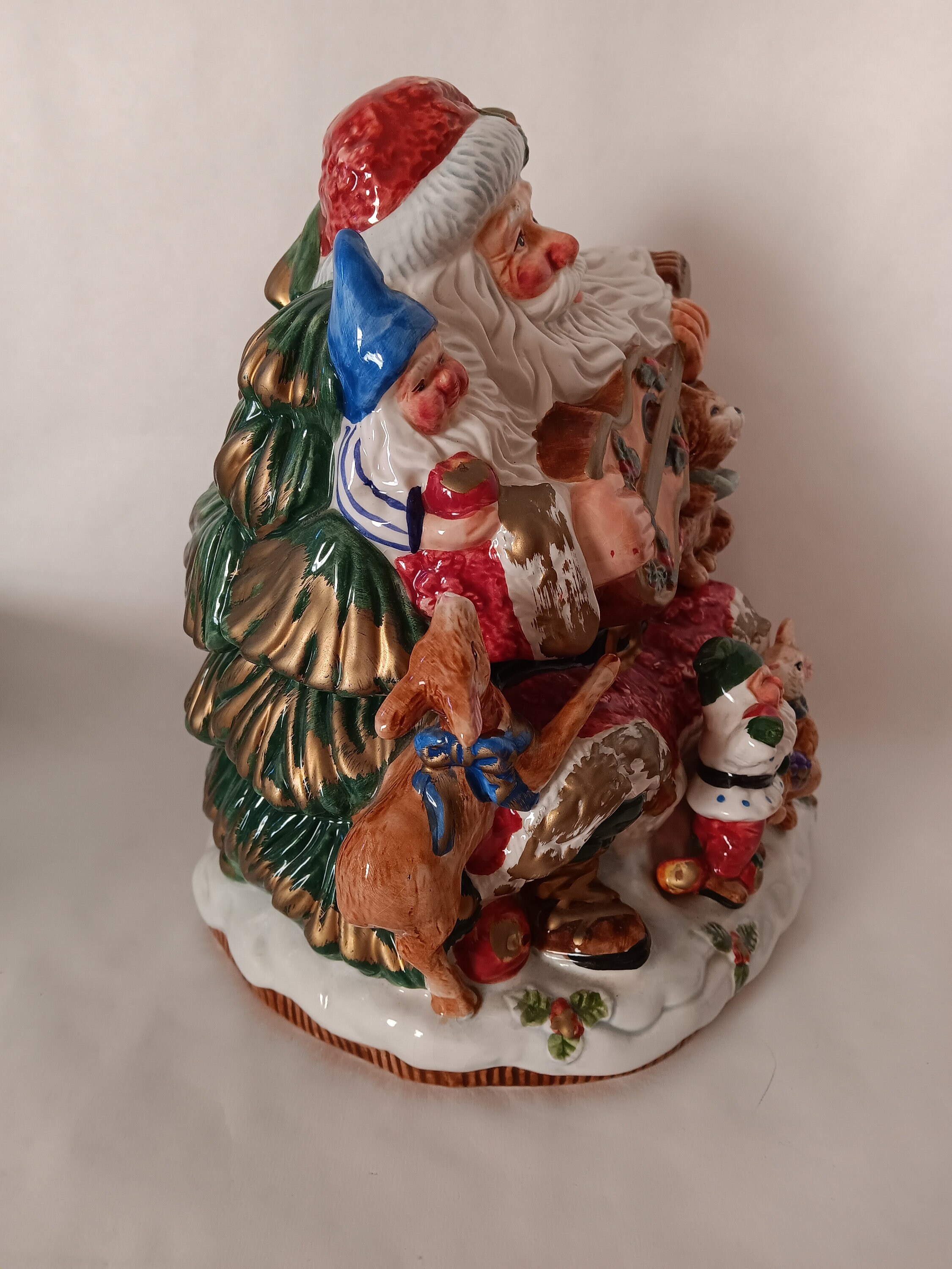 Fitz and Floyd Omnibus Forest Festival Guitar Santa Holiday Cookie Jar ...