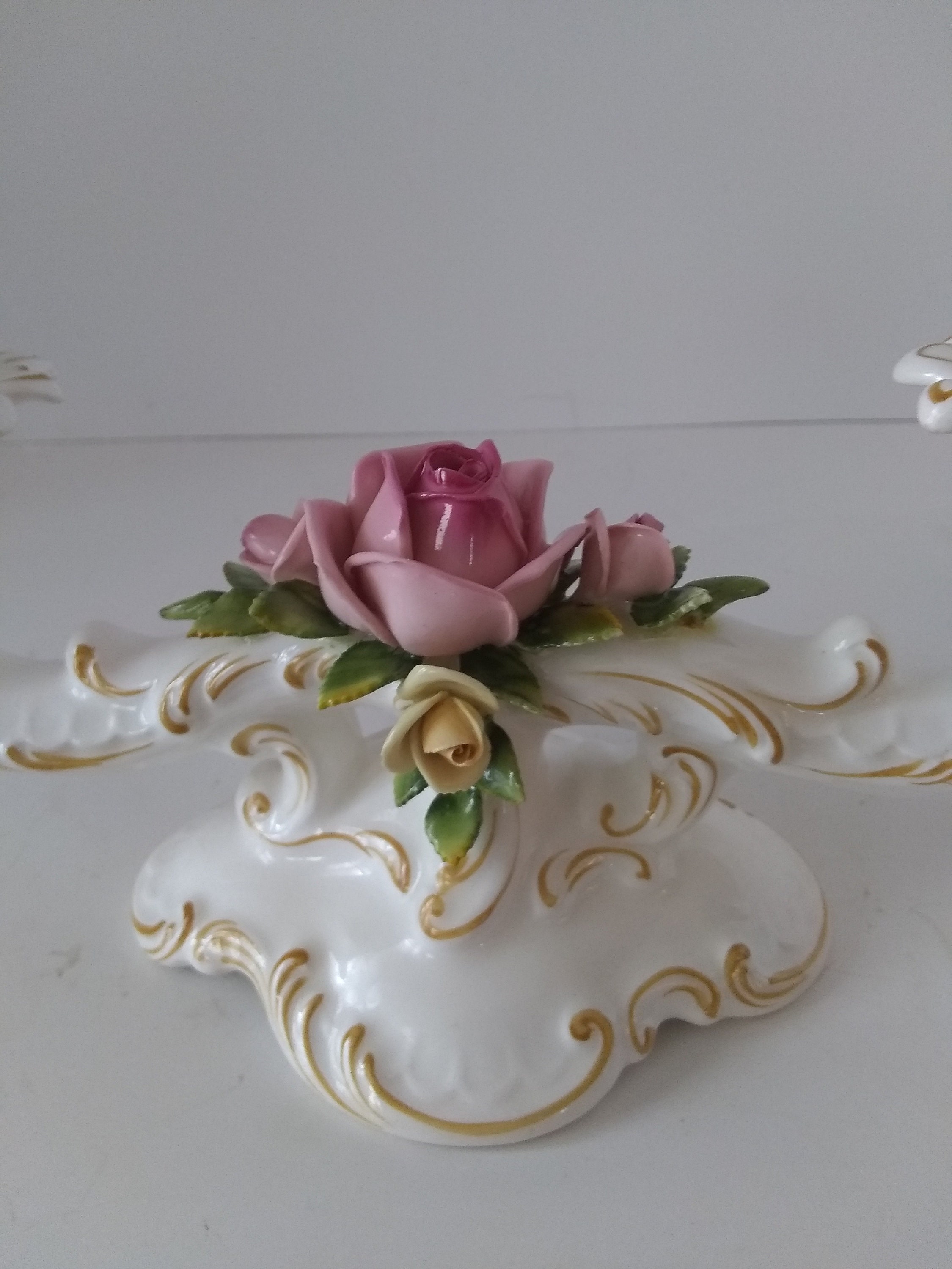Vintage Handarbeit Victorian Germany Pink and Yellow Flower Roses ...