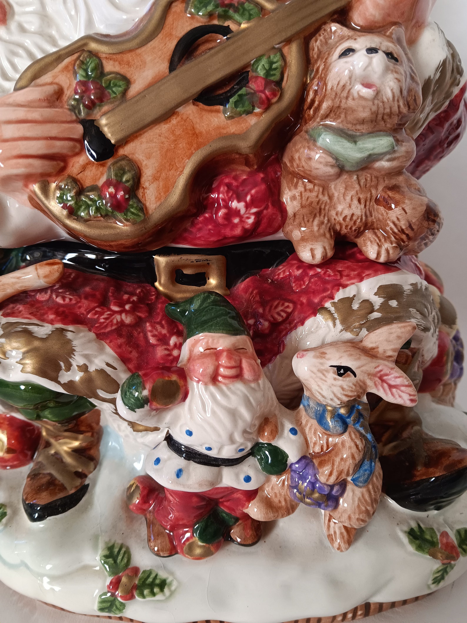 Fitz and Floyd Omnibus Forest Festival Guitar Santa Holiday Cookie Jar ...