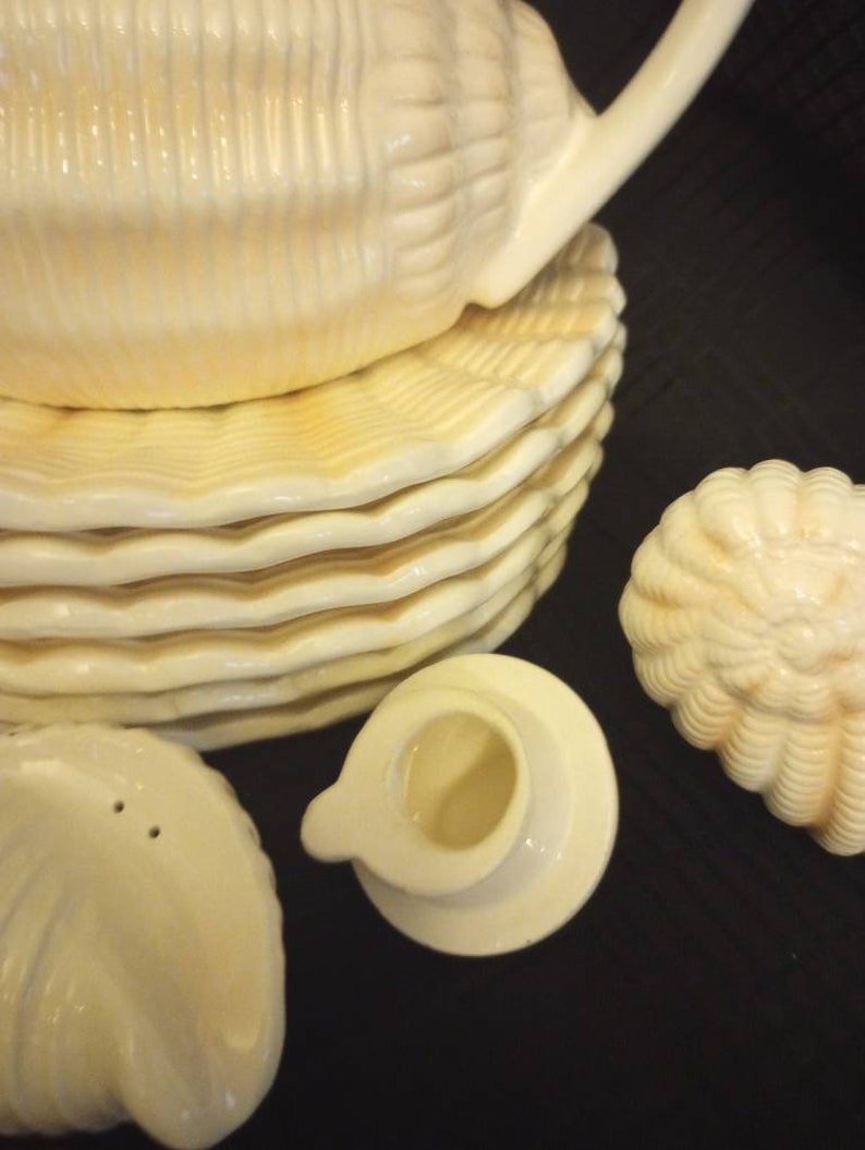 Vintage Beachcomber Ceramic Shell Tea Service Set With Bonus Shell ...