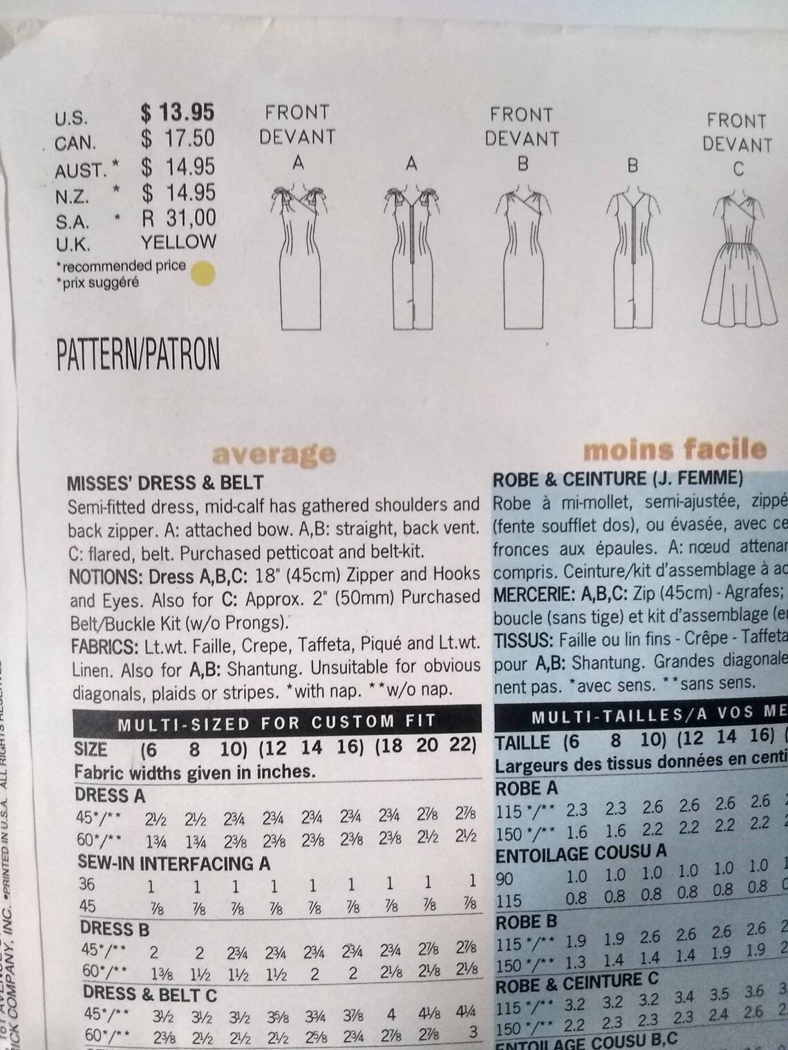 Butterick Vintage Retro Dress Pattern Uncut Size Multi - Etsy