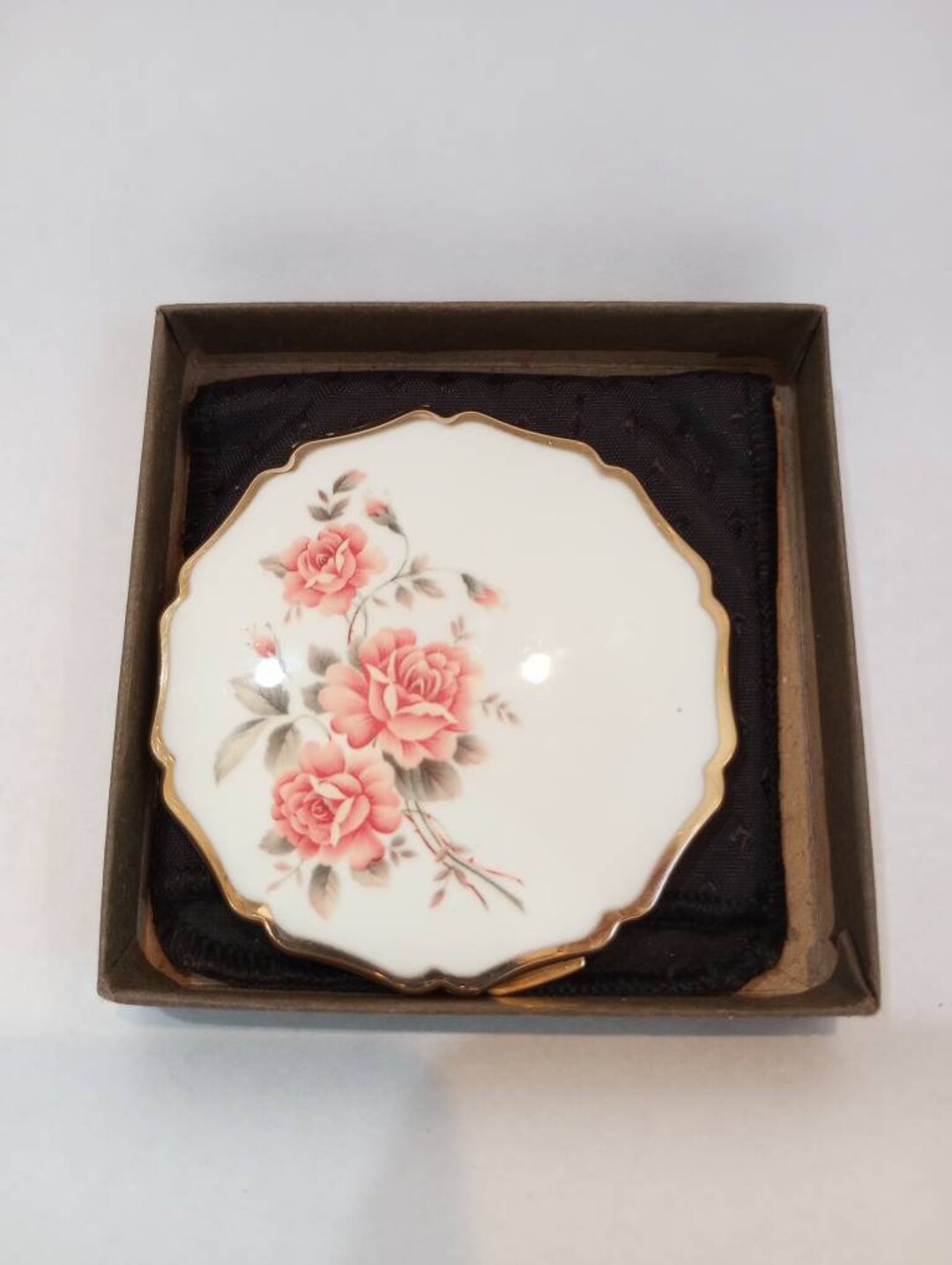 Vintage Stratton Convertible Compact Mirror, Stratton Pink Roses Powder ...