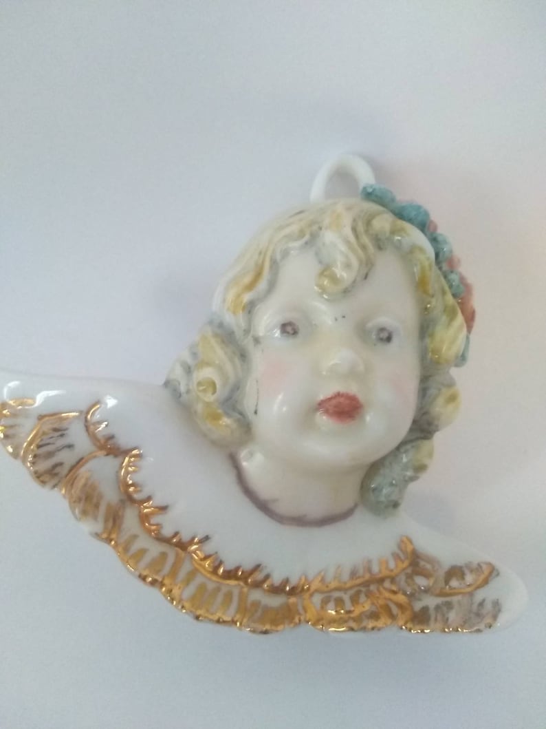 German Porcelain Head Christmas Ornament Victorian Christmas Angel ...