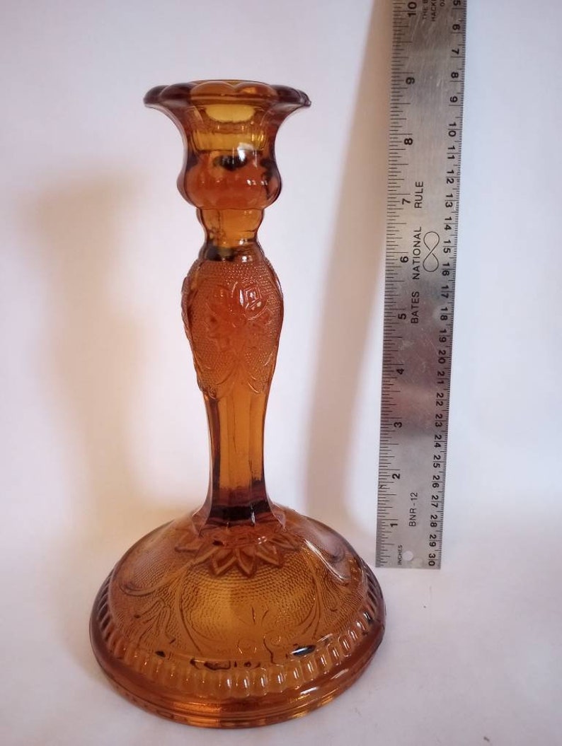 Vintage Amber Tiara Indiana Glass Candlestick Holders Set of Two 2 - Etsy