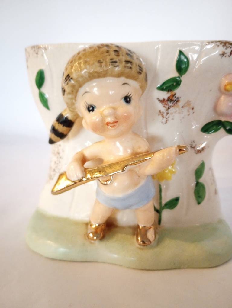 Vintage Napco Planter Davy Crockett Baby Boy Ceramic Nursery - Etsy