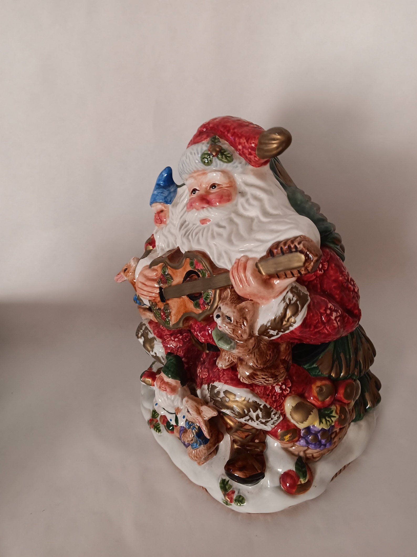 Fitz and Floyd Omnibus Forest Festival Guitar Santa Holiday Cookie Jar ...