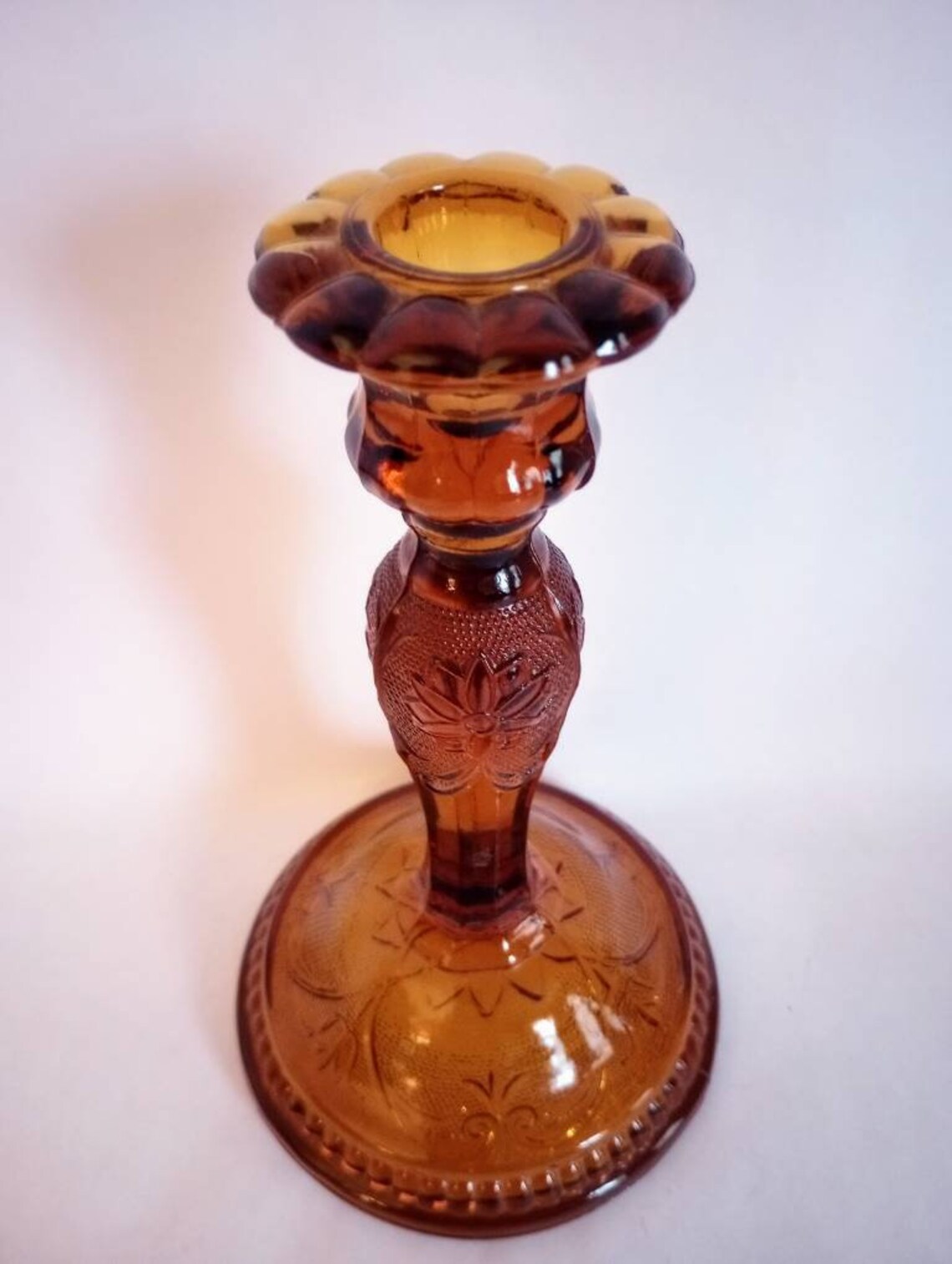 Vintage Amber Tiara Indiana Glass Candlestick Holders Set of Two 2 - Etsy